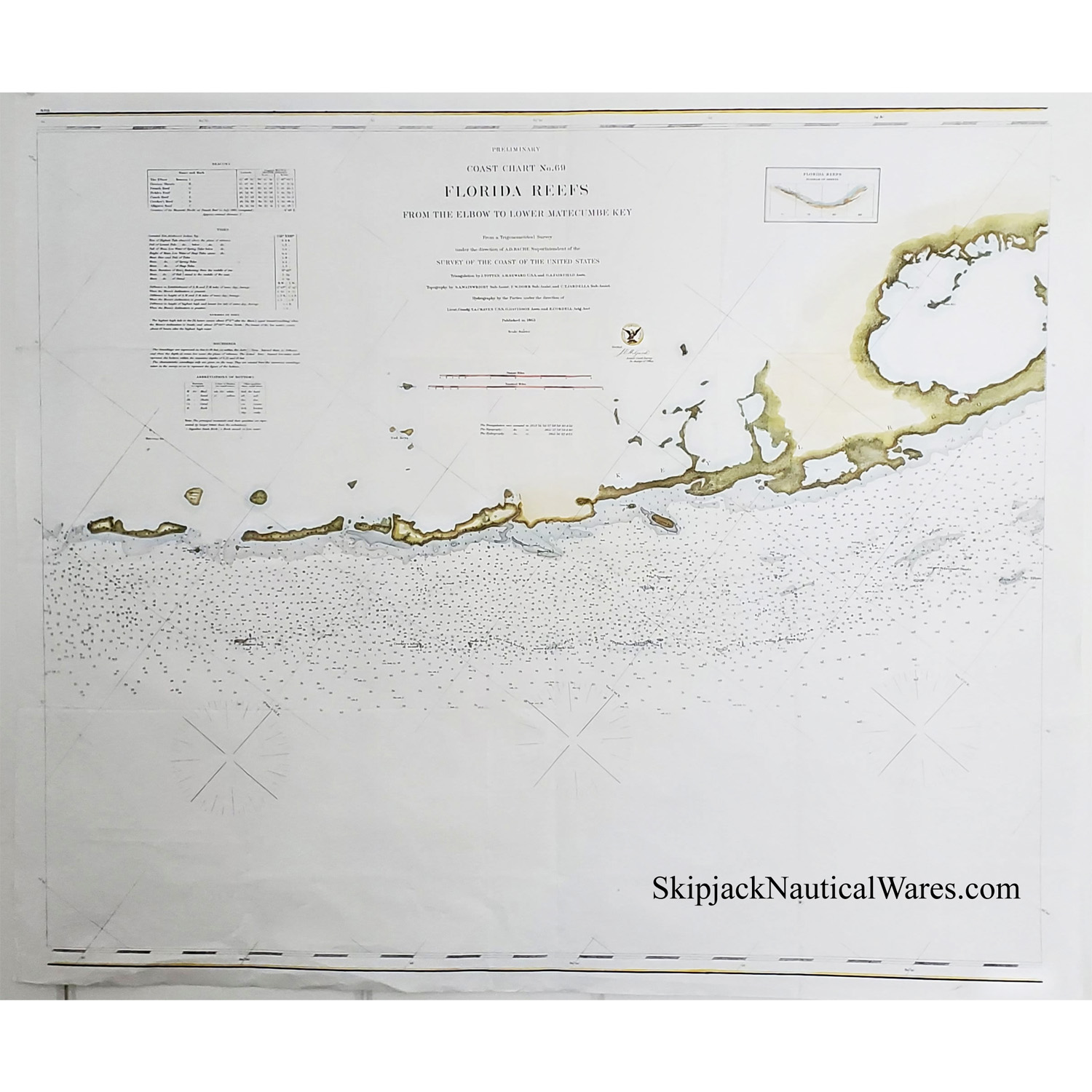 Colored chart of the Florida coast, No. 69- Florida Reefs From the ...