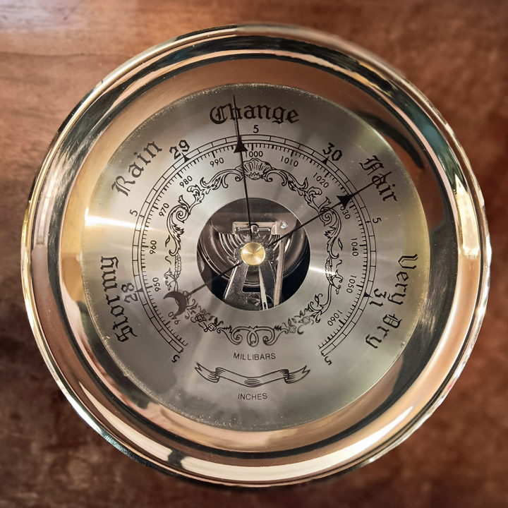 Nautical Brass Wall Barometer (new): Skipjack Nautical Wares
