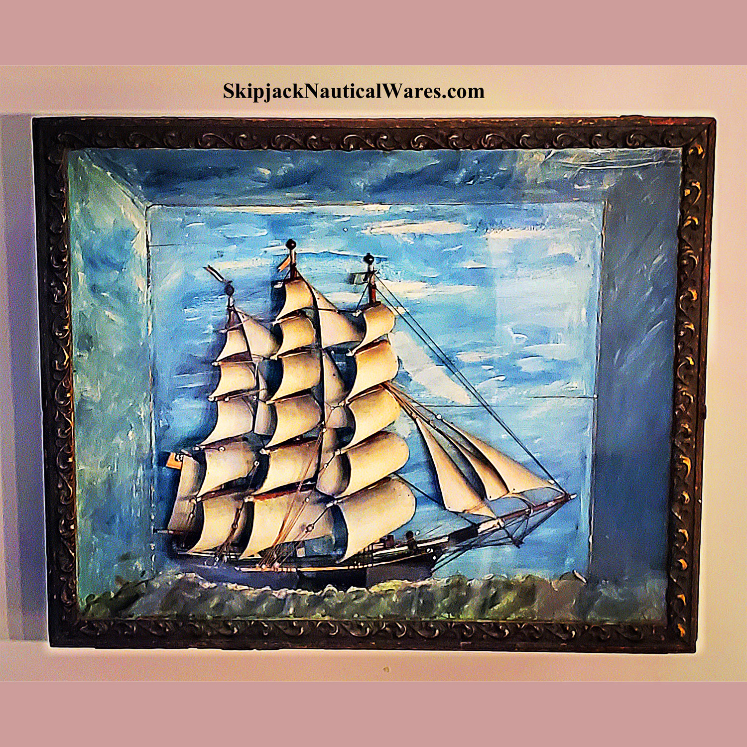 Sailors Art Diorama Full Rigged Ship 'EMMA': Skipjack Nautical Wares