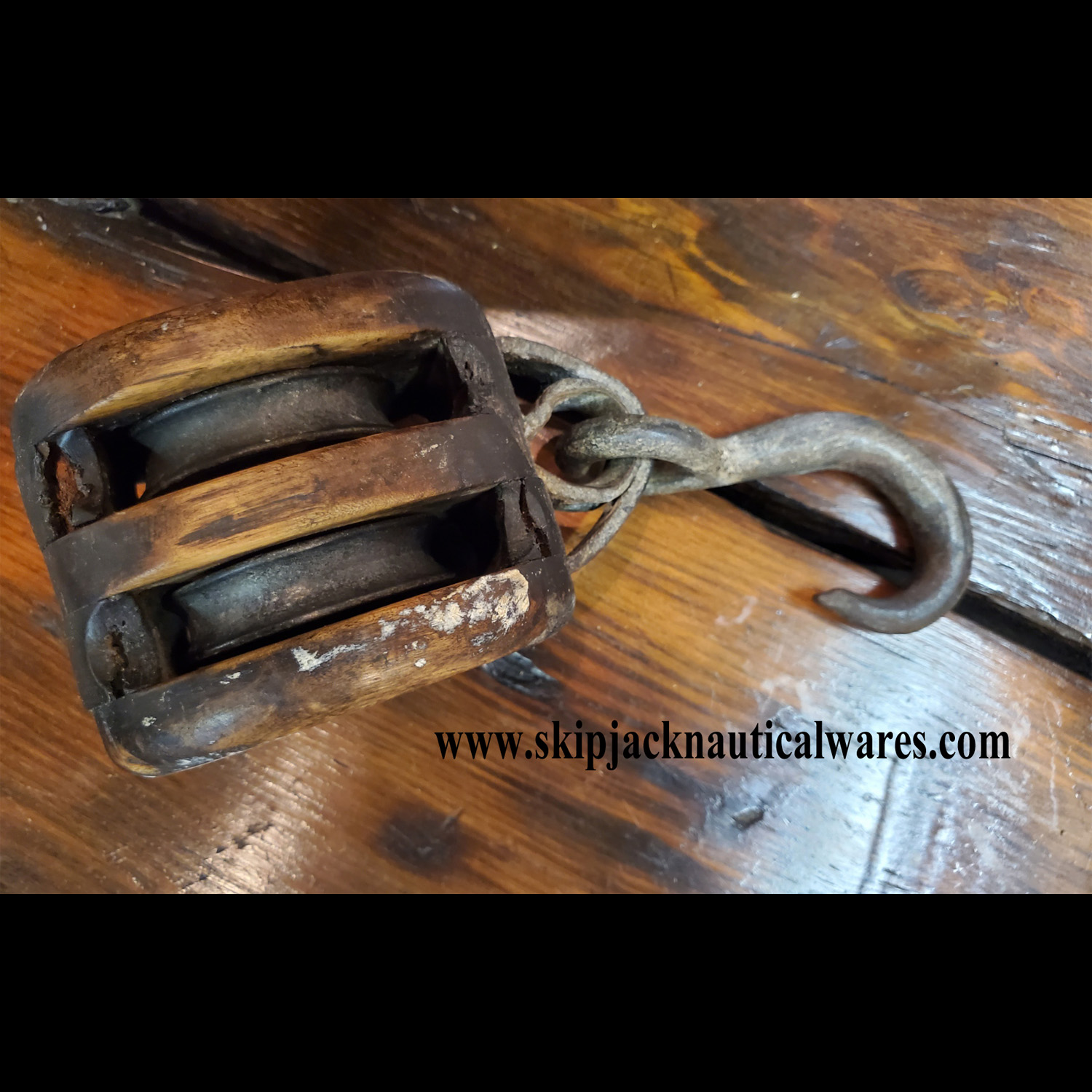 Antique Ship's Block: Skipjack Nautical Wares