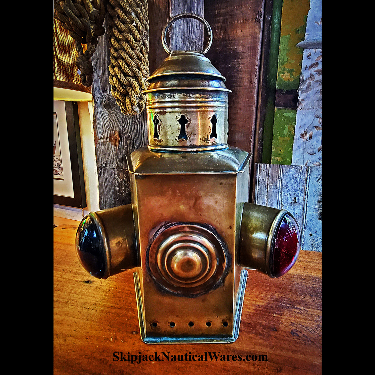 Early 20th Century American Brass Bow Light With Bullseye Lens ...