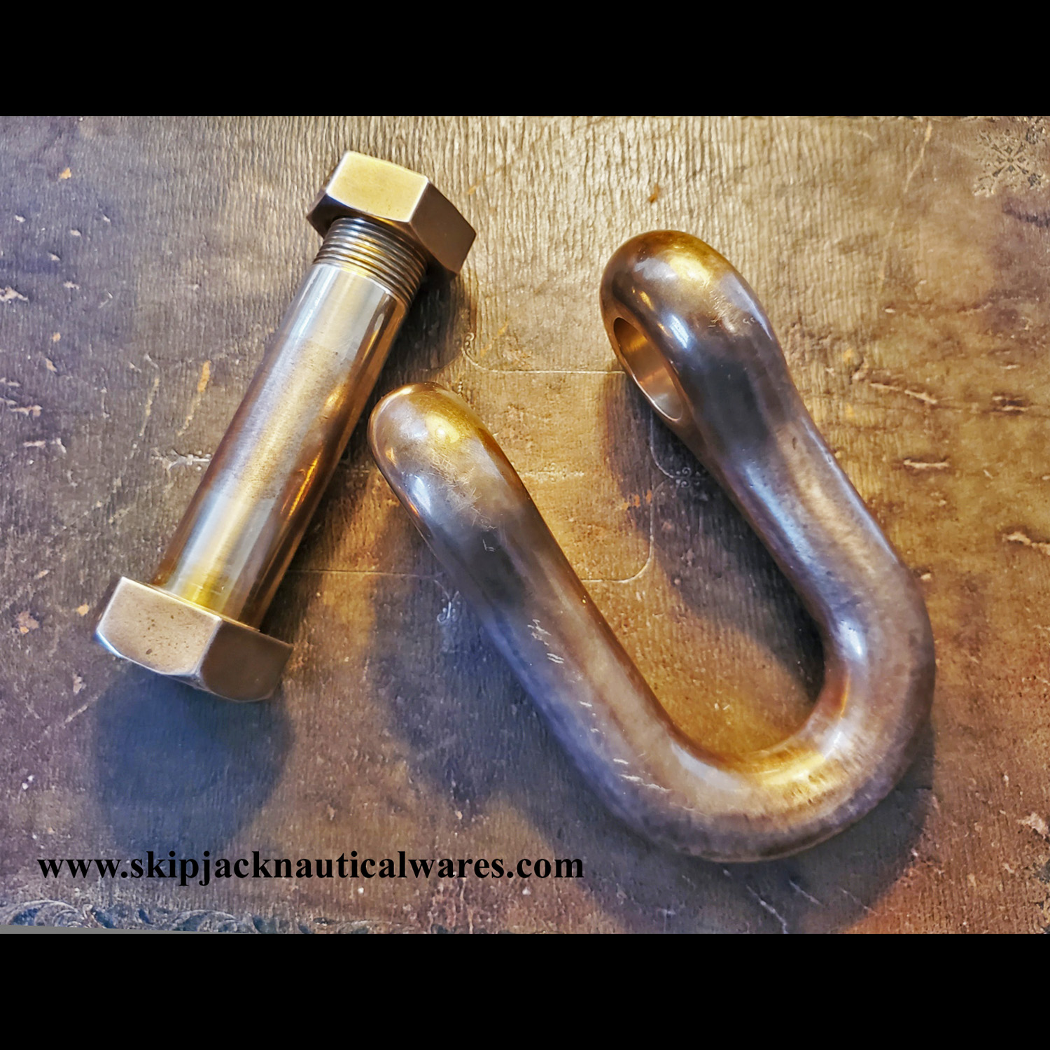 Large Polished Brass D-Type End Shackle: Skipjack Nautical Wares