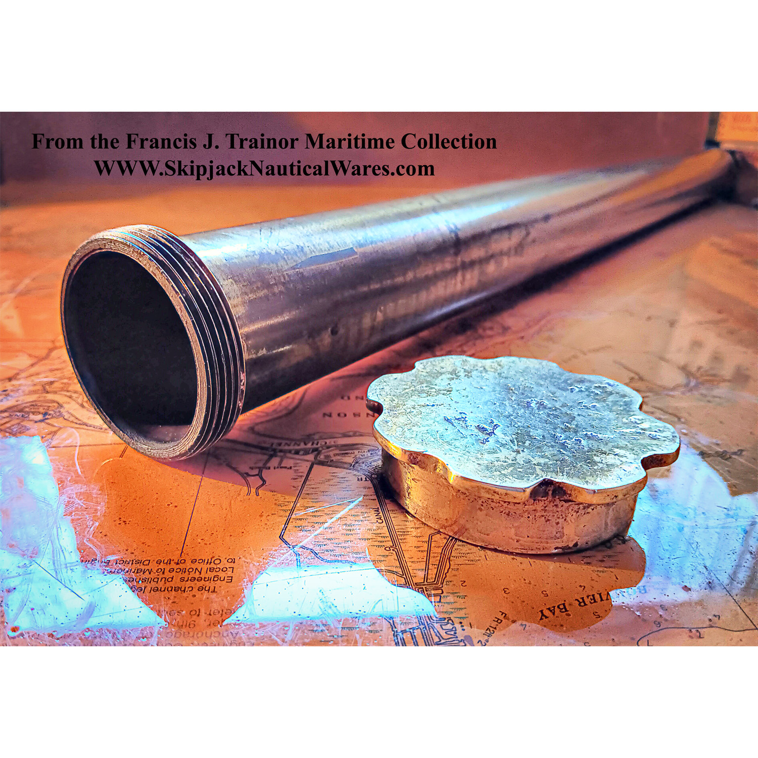 Brass Chart, Map Tube: Skipjack Nautical Wares