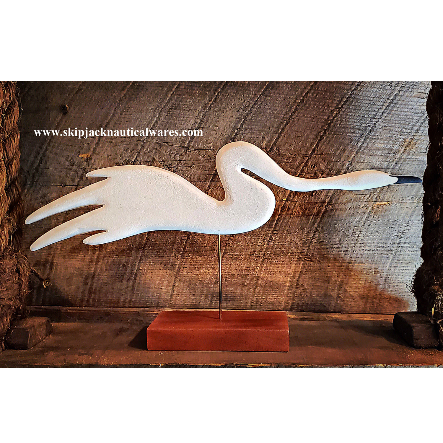 Miniature Flying Swan Wood Carving: Skipjack Nautical Wares