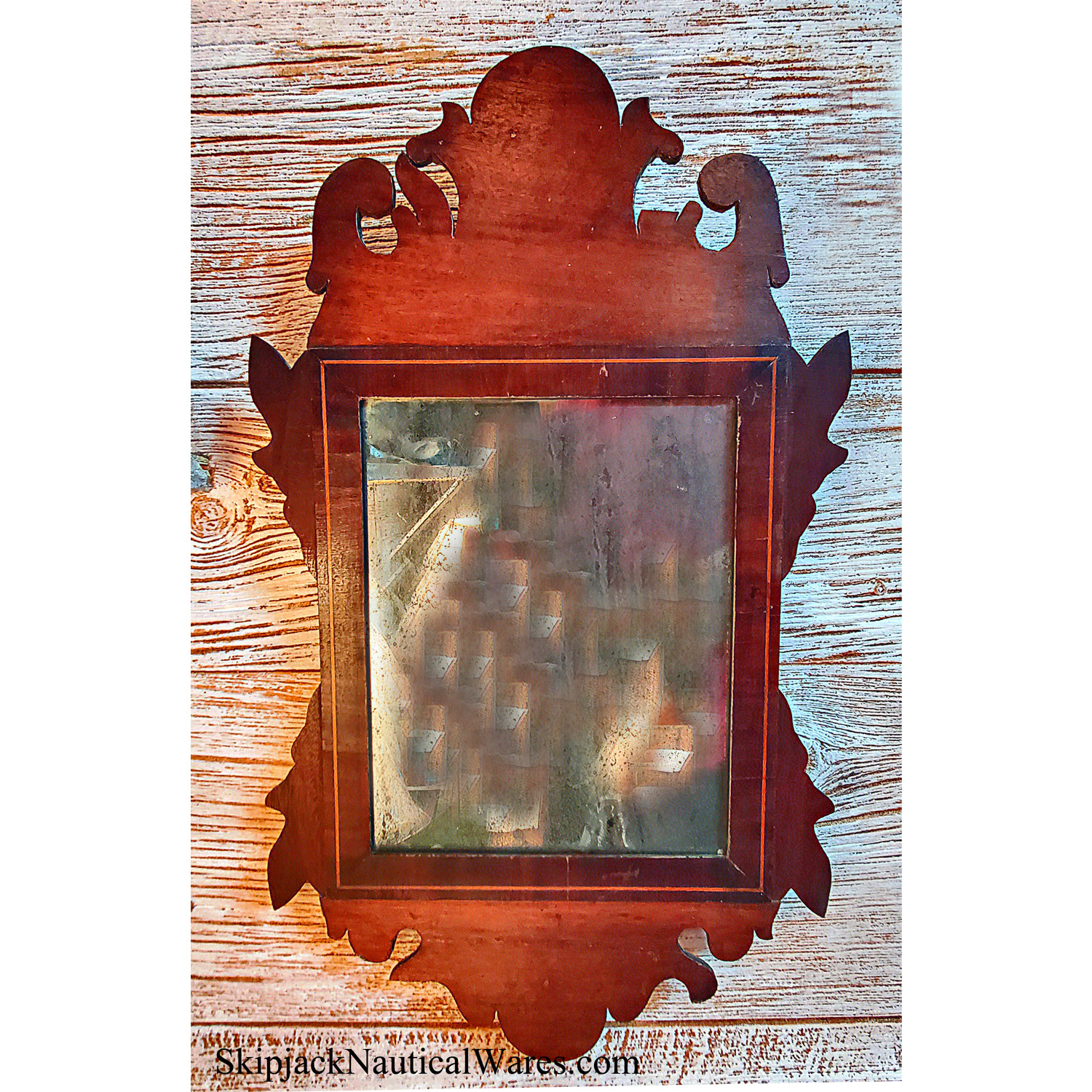 American Federal Mahogany Looking Glass, Mirror: Skipjack Nautical Wares