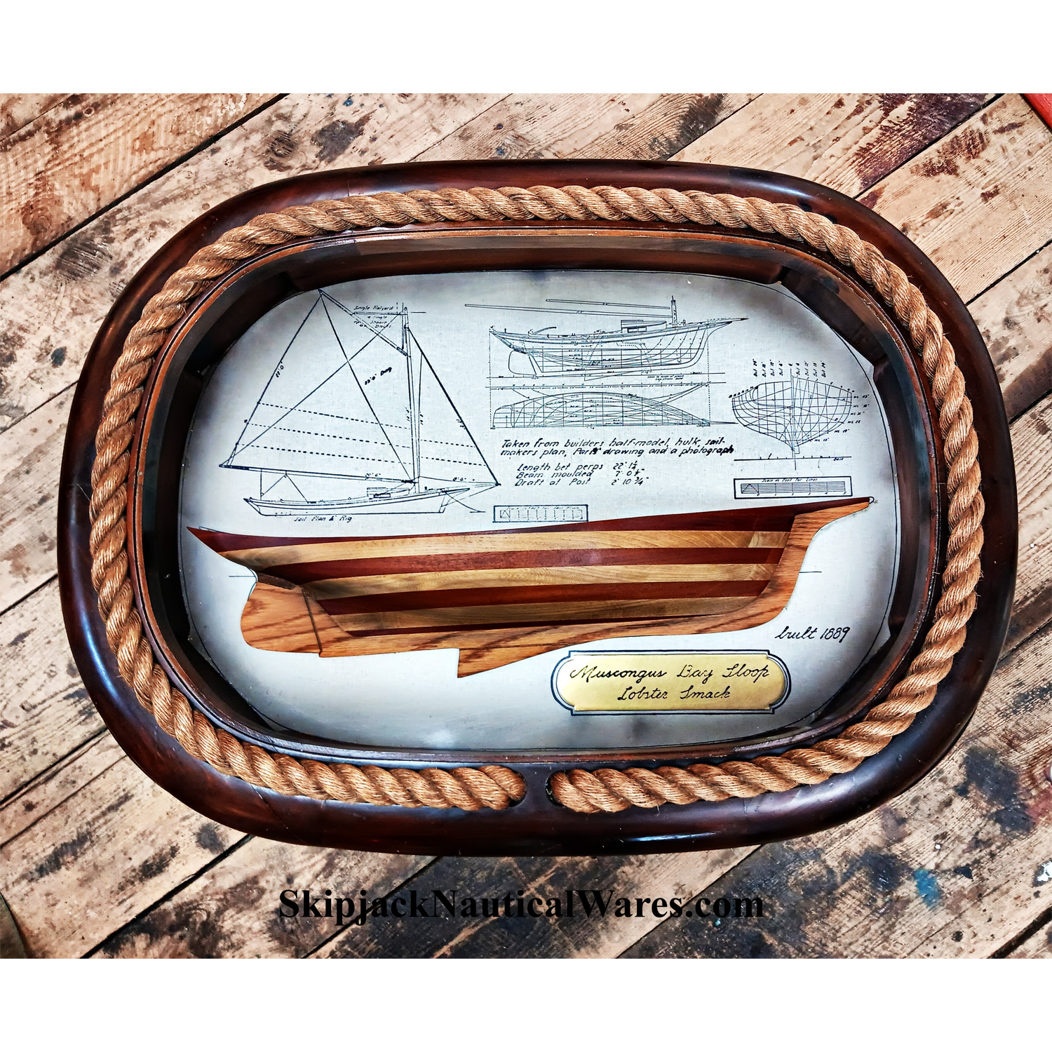 Custom Made Nautical Coffee Table- "Muscungus Bay Sloop Smack ...