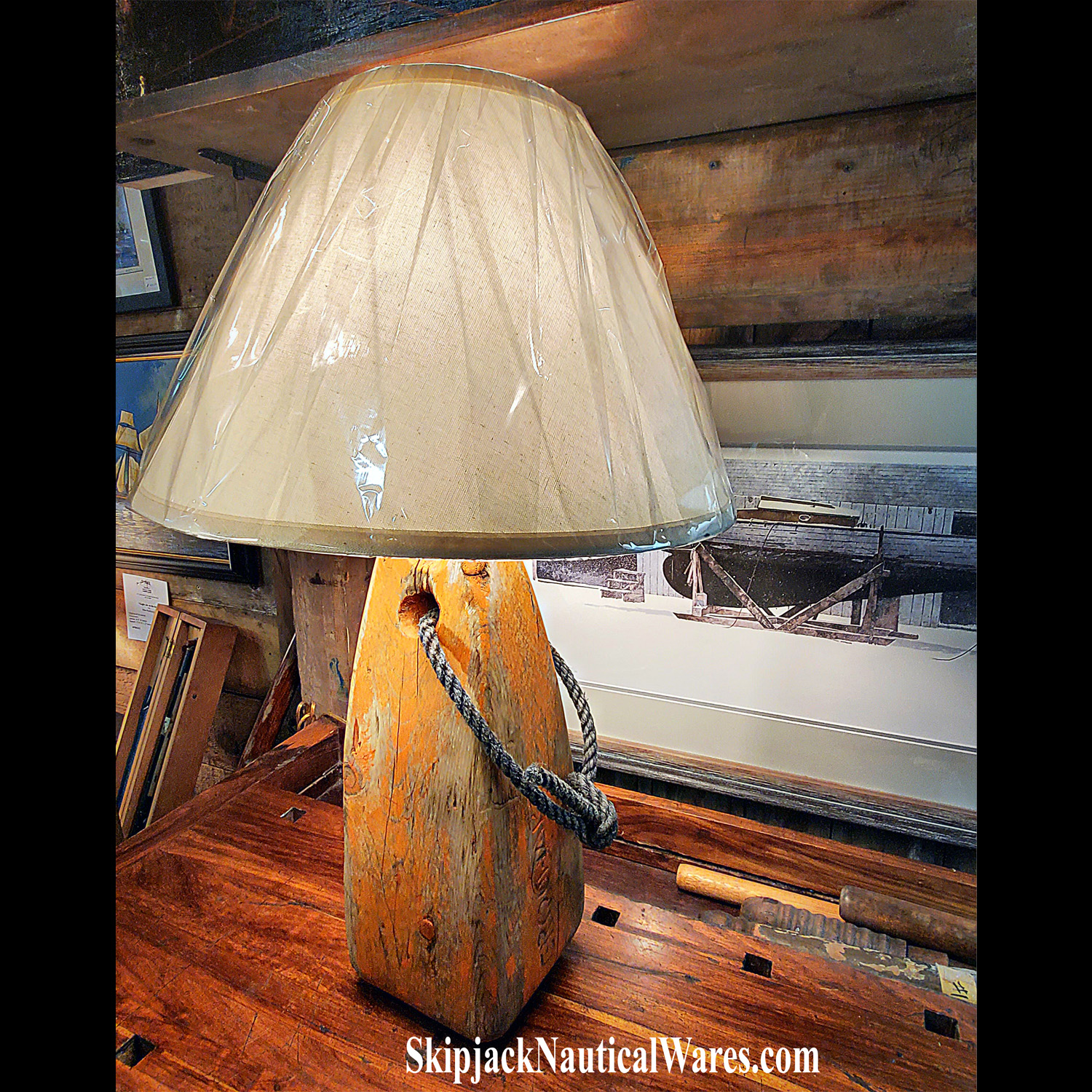 Authentic Maine Painted Large Wood Lobster Trap- Nautical Table Lamp ...
