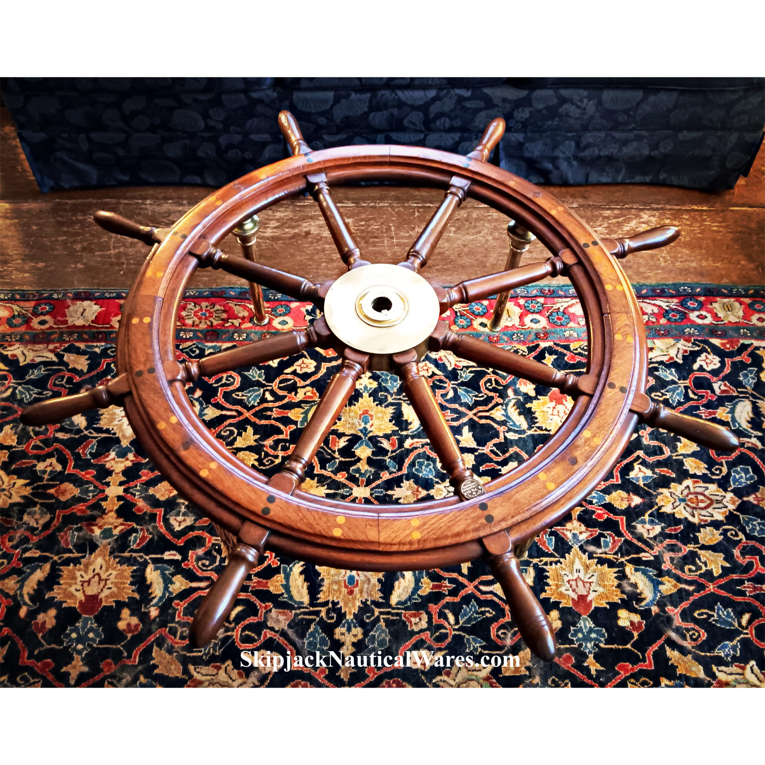 Exceptional WWII Ship's Wheel Coffee Table -- 48" diam.: Skipjack ...