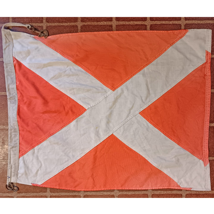 Vintage Ship's Signal Flag -- Victor (V) -- 37x27: Skipjack Nautical Wares