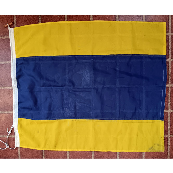 Vintage Ship's Signal Flag -- Delta (D) -- 37x30: Skipjack Nautical Wares
