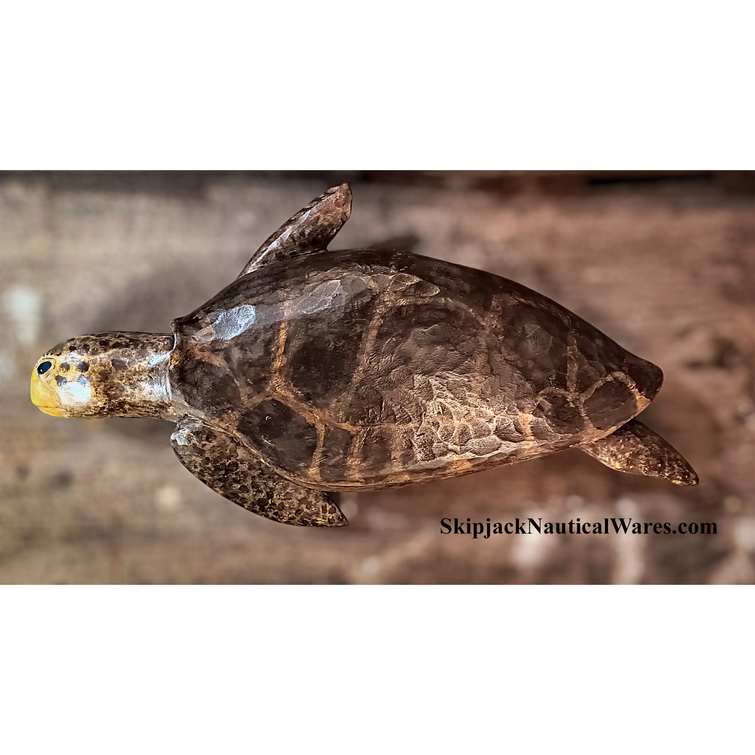 Carved Wood Loggerhead Sea Turtle by Adam Pearson: Skipjack Nautical Wares