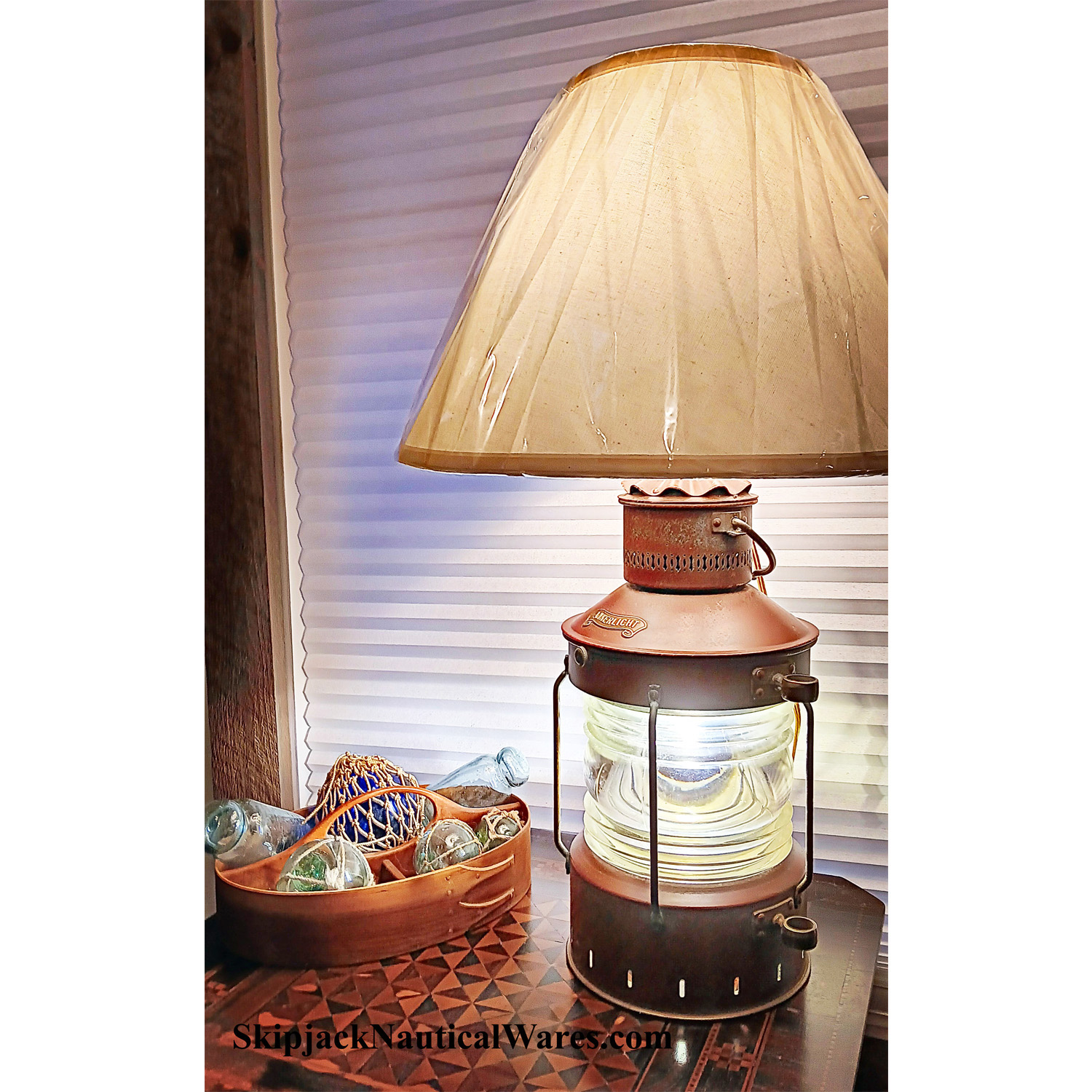 Large Copper & Brass Dutch Made Anchor Light Nautical Table Lamp ...
