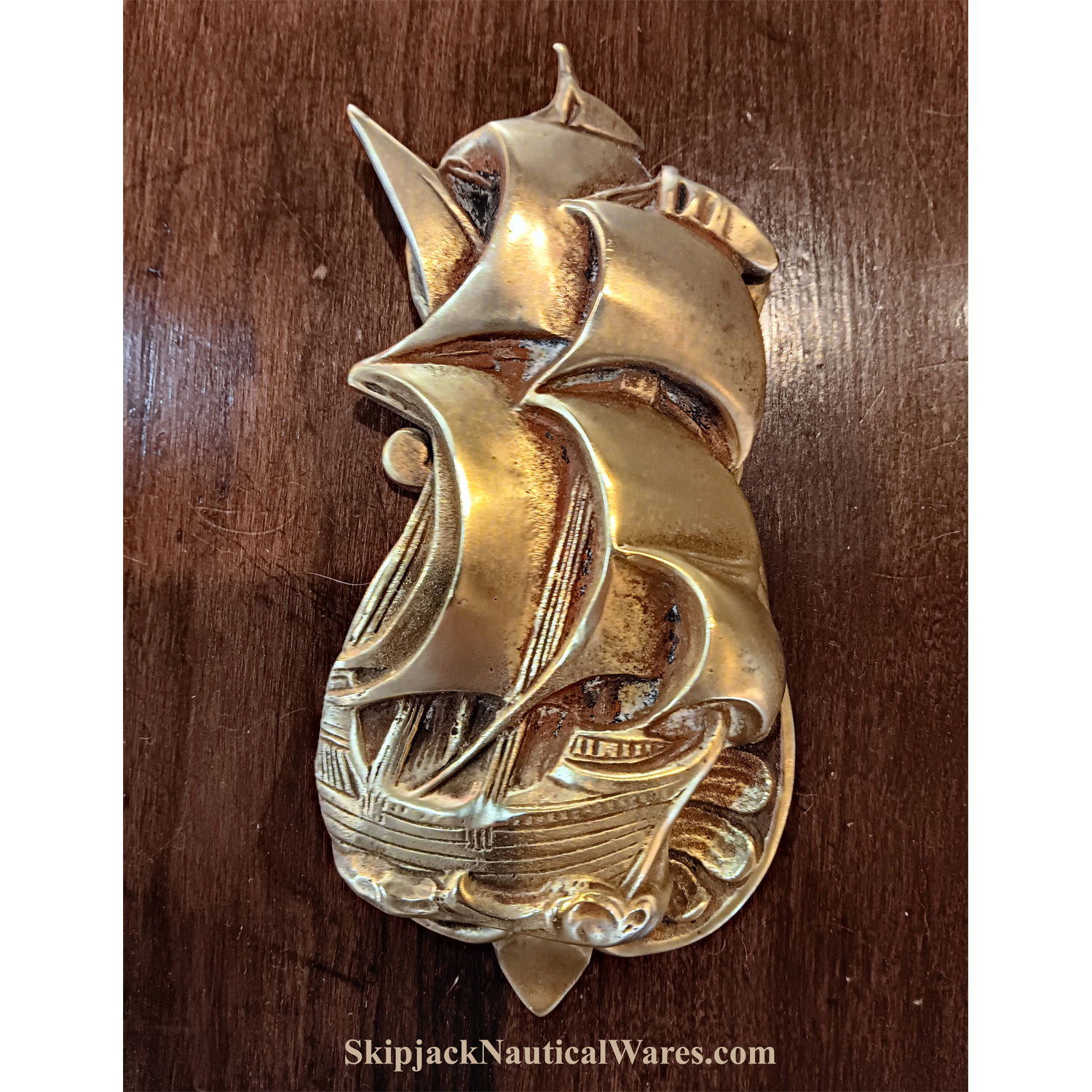 Antique Cast Brass Galleon Ship Door Knocker With Ornate Shell ...