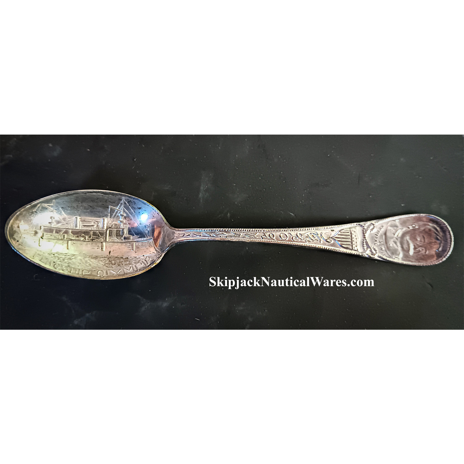 Admiral Dewey Flagship Olympia Silver Plated Souvenier Spoon: Skipjack ...