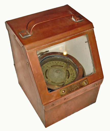 Vintage yacht binnacle with liquid filled compass, copper housing ...