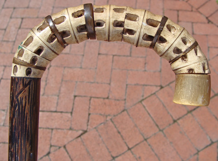 A Fine Sea Ray or Shark Fish Vertebrae Horn and Exotic Palm Wood ...