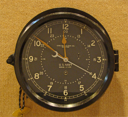 8 1/2" Chelsea Type B 12/24 Hour Engine Room Clock, circa WWII ...