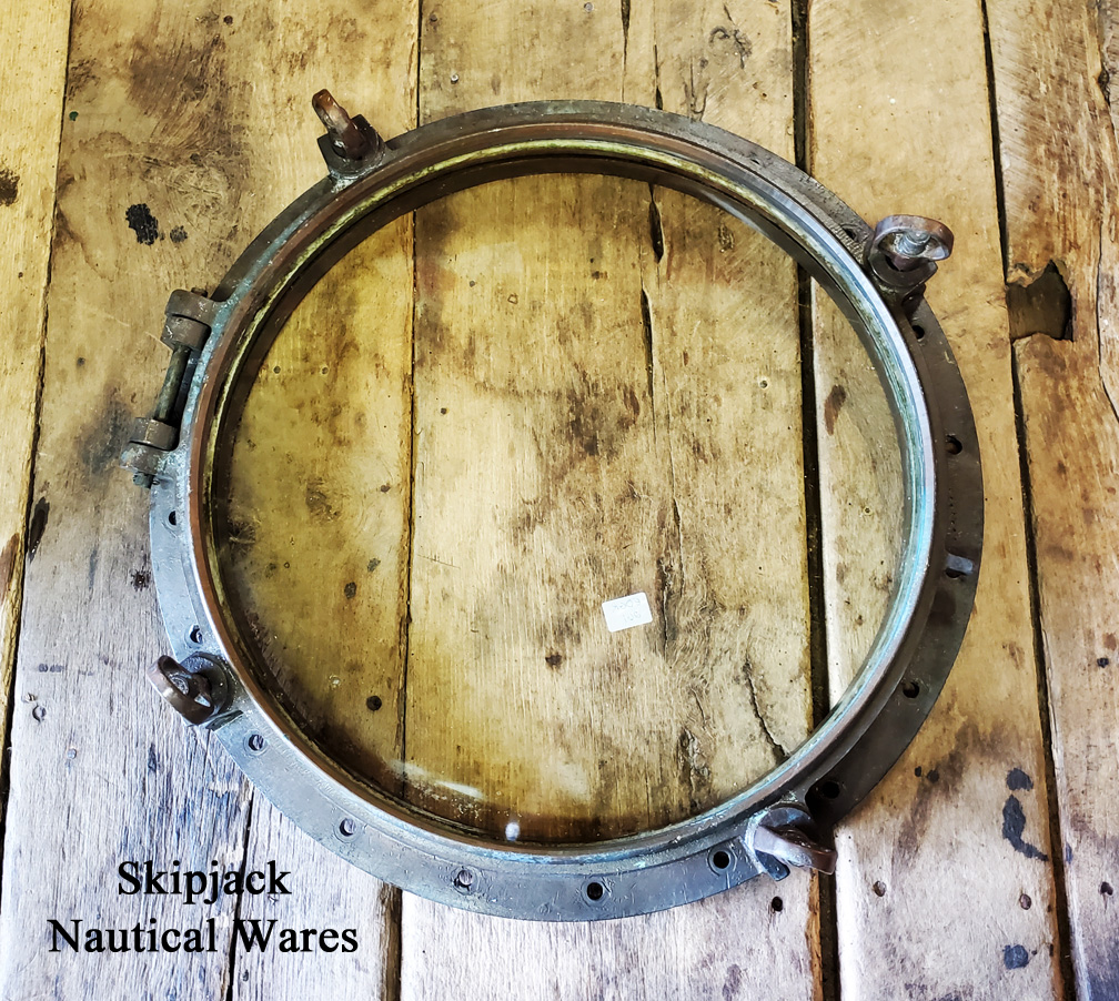 XL Authentic Ship's Brass Porthole -- 24" glass: Skipjack Nautical Wares