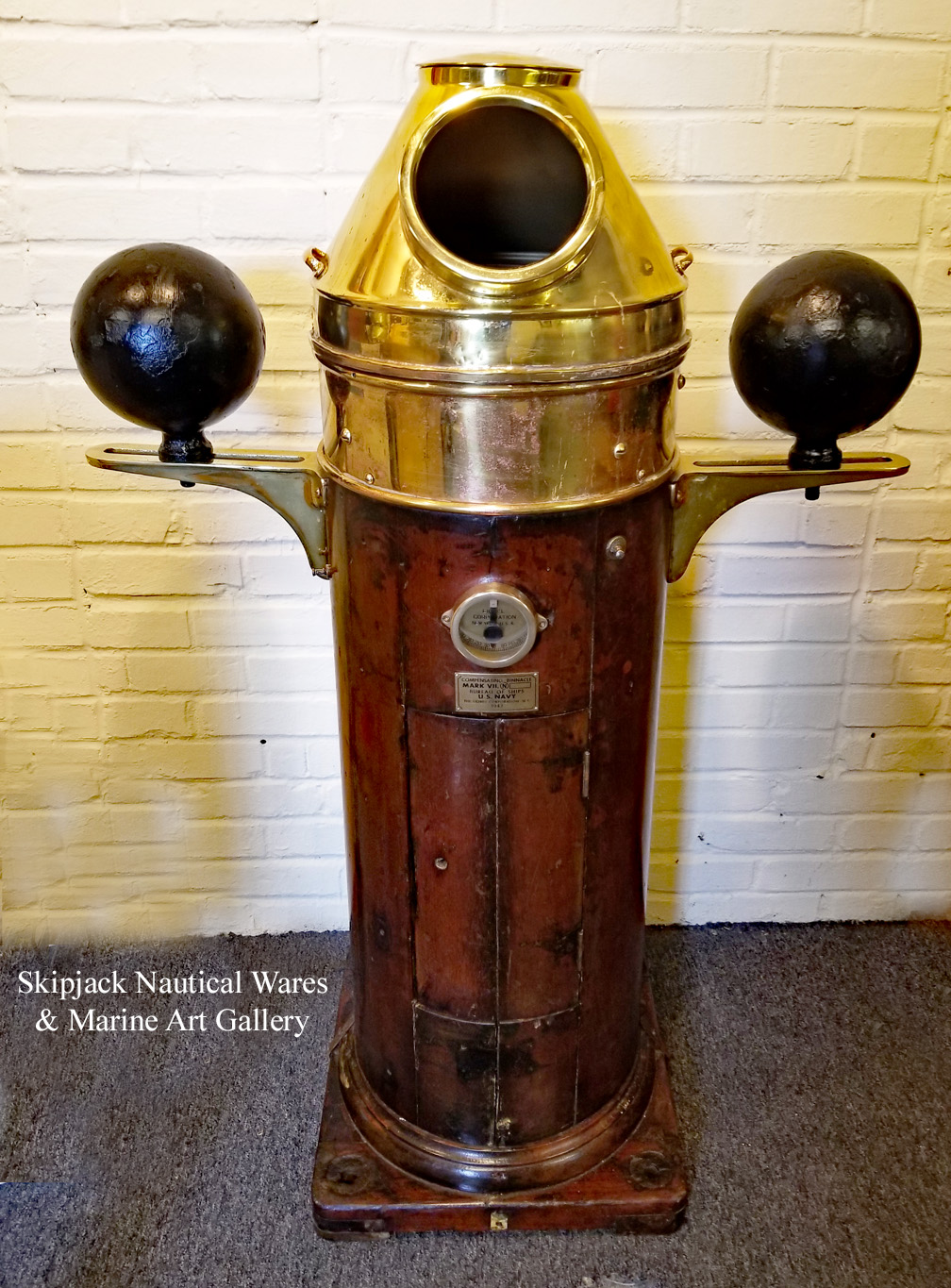 Brass and Teak Compensating Binnacle, Lionel Corporation, New York ...