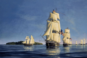 "Prelude to Battle: Lake Erie; 1813" original oil painting by Peter ...