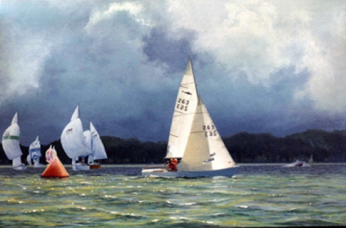 "Shark Race" original oil painting by Peter Rindlisbacher: Skipjack ...