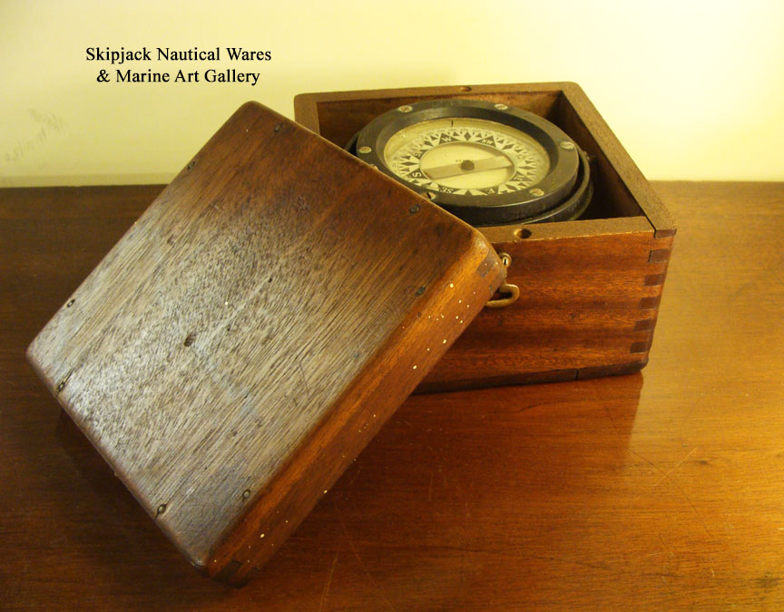 Antique Nautical Compass With Box