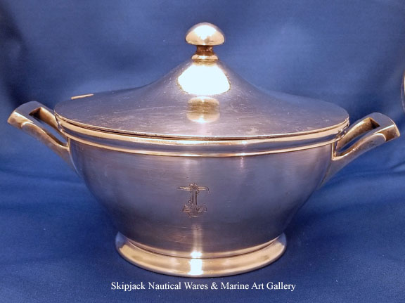 U.S. Navy Wardroom Silverplate Covered Serving Dish, pre WWII: Skipjack ...