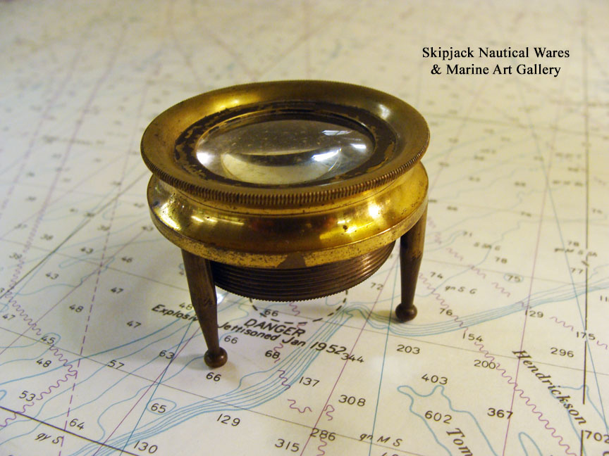 Antique Brass Adjustable Map Chart Magnifier: Skipjack Nautical Wares