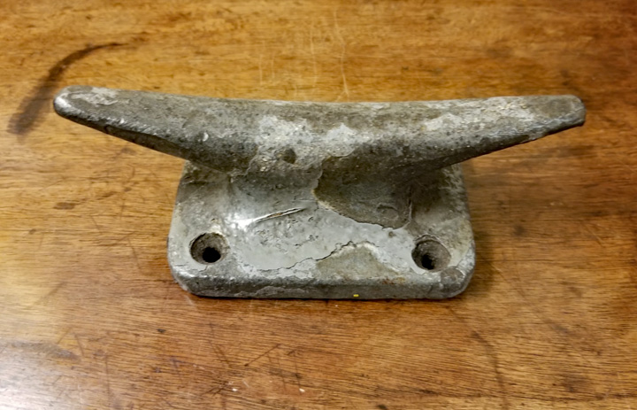 Old 6 1/2 Inch Steel Boat Cleat: Skipjack Nautical Wares