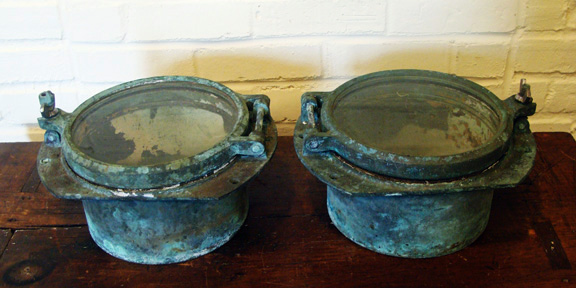 1920's Vintage Brass Schooner Porthole -- 8" glass: Skipjack Nautical Wares