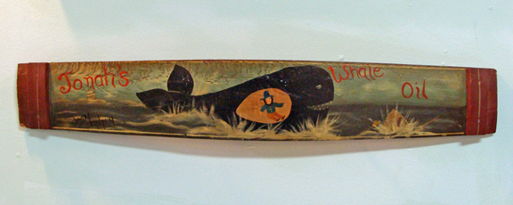 Folk Art Painting on Barrel Slat by Jean Colquhoun: Skipjack Nautical Wares