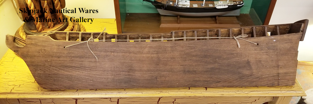 Plank on Frame Half Hull Model of Ship of War: Skipjack Nautical Wares